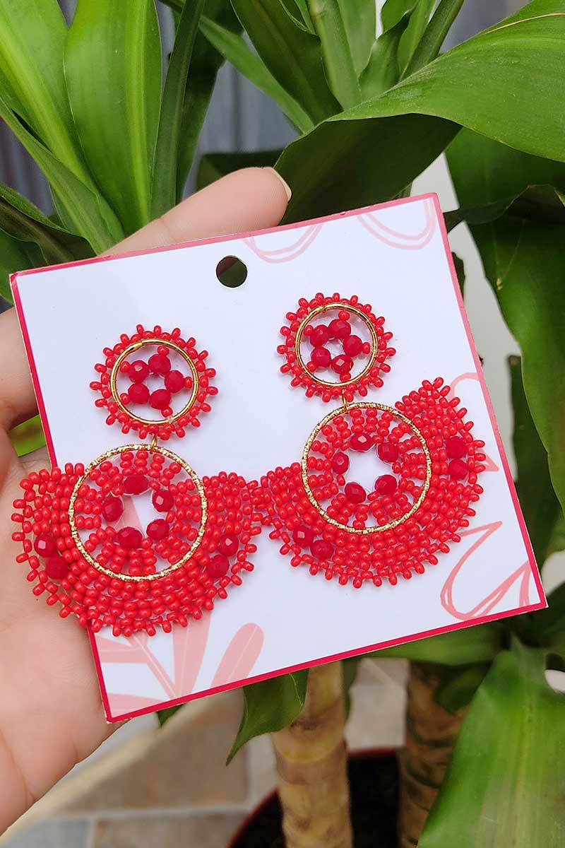 Aretes doble rojos - Alexandra Accesorios